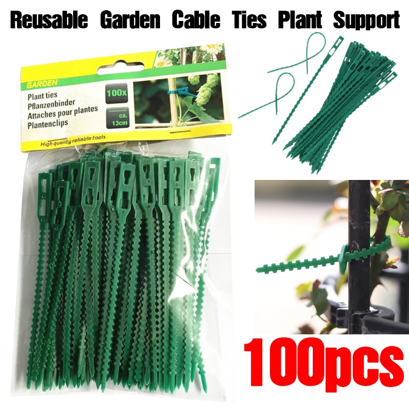 100pcs Reusable Garden Cable Ties Plant Support Shrubs Fastener Tree ...
