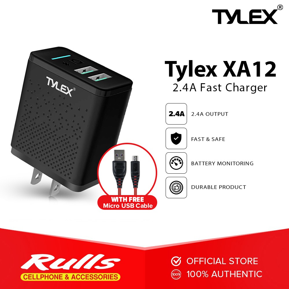TYLEX XA12 2.4A Dual USB Fast Charging Travel Charger | Shopee Philippines