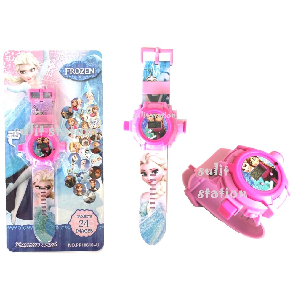 FROZEN ELSA ANNA FASHION KIDS DIGITAL PROJECTOR ;ED LIGHT WATCH with 24 ...