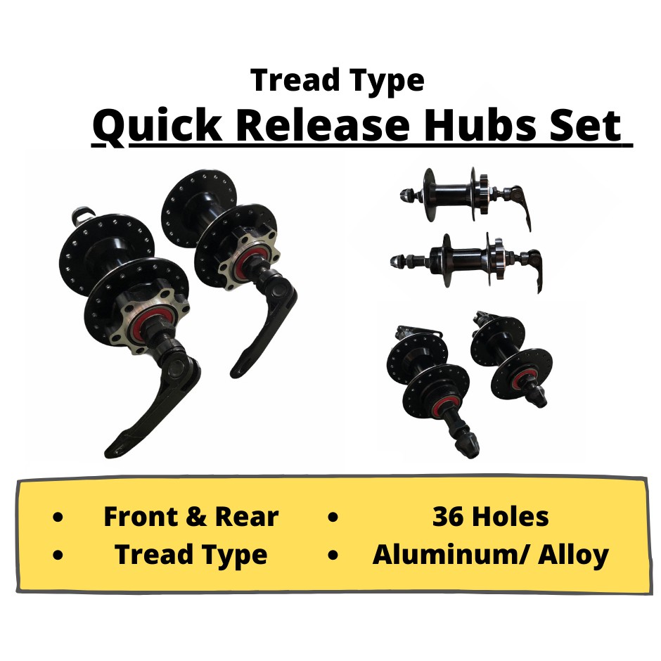 QR Quick Release Hub Set Front and Rear Alloy Thread Type Hub for Bikes ...