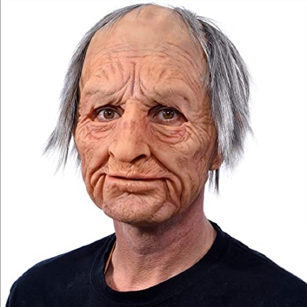 Z Halloween Funny Simulation Wrinkle Old Man Latex Mask Scary Full Head
