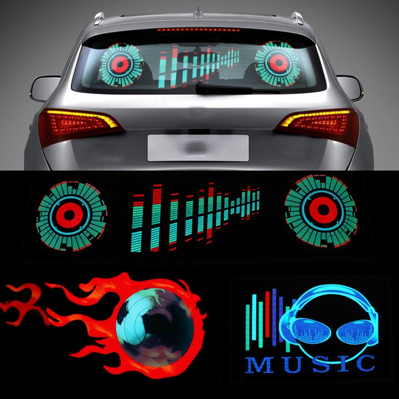 2020 new Car Windshield LED Sound Activated Equalizer Neon EL Light ...