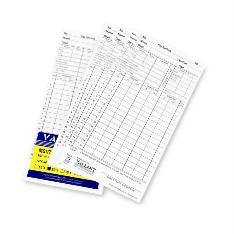 VALIANT DAILY TIME CARD | Shopee Philippines