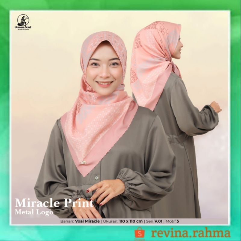 Rectangular Hijab with Voal Miracle Print Metal Logo LC Umama Scarf ...