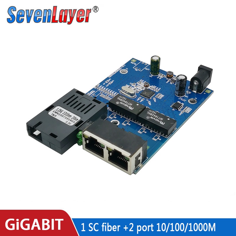 10/100/1000M Gigabit media converter 1 sc 2 rj45 gigabit optical fiber ...