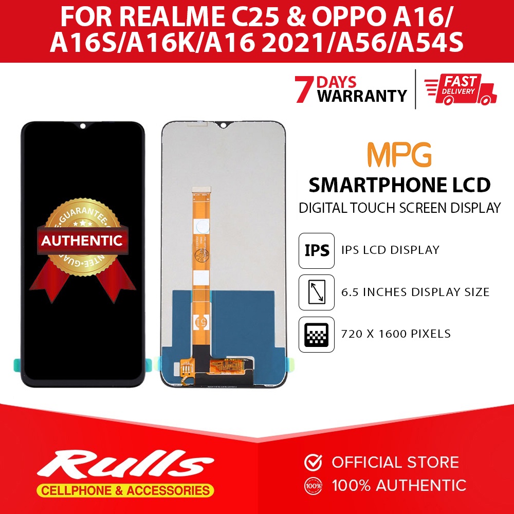 Smartphone LCD for Realme C25 & Oppo A16/A16S/A16K/A16 2021/A56/A54S Digital Touch Screen ...