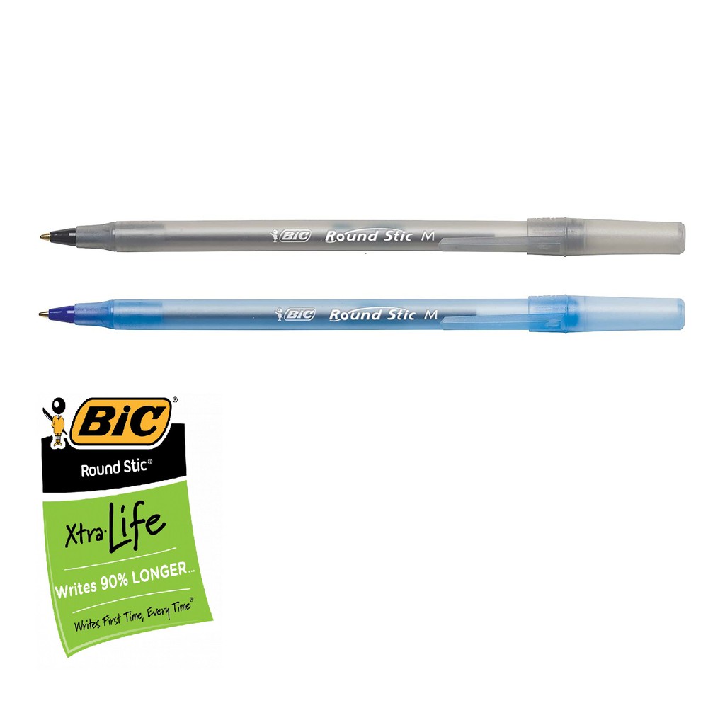 BIC Round Stic Xtra Life Ballpoint Pen - Medium Point (1.0mm) Black or Blue Ballpen | Shopee ...