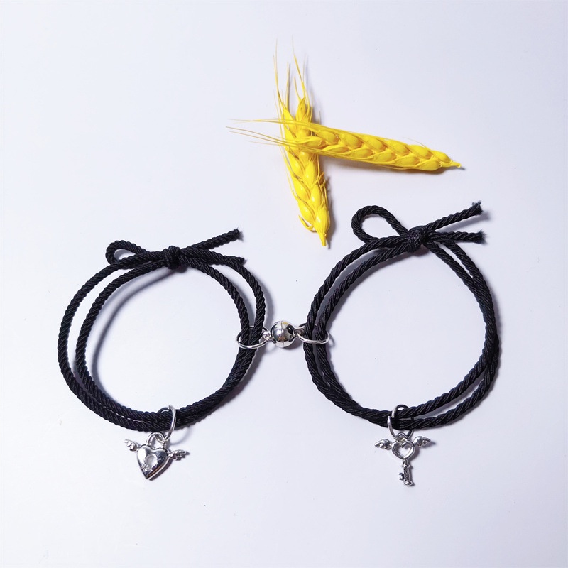2pcs Simple Couple Bracelets Love Lock Magnetic Lock Couple\Friendship ...