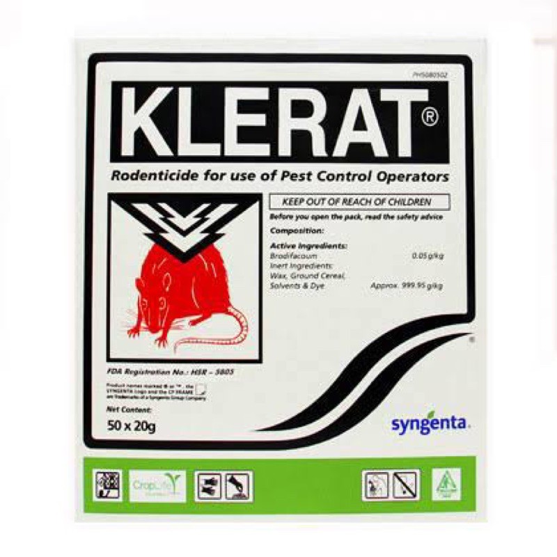Syngenta Klerat® Wax Blocks Rodenticide Brodifacoum Pest Control Bait ...