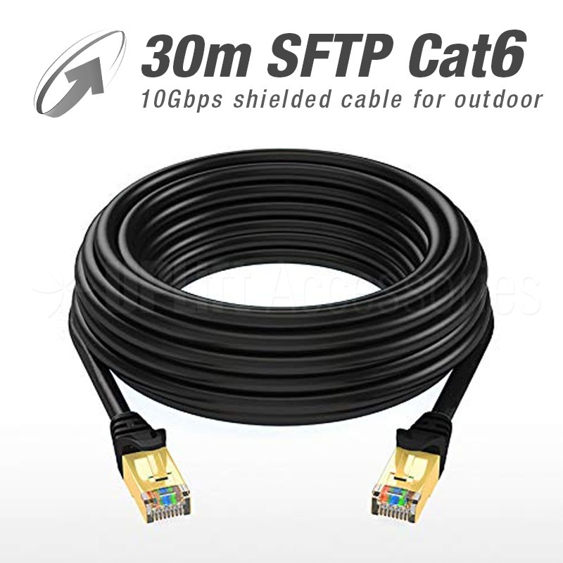 SkyWave Cat6 SFTP Shielded LAN Cable for Outdoor (30 Meters / 30m ...