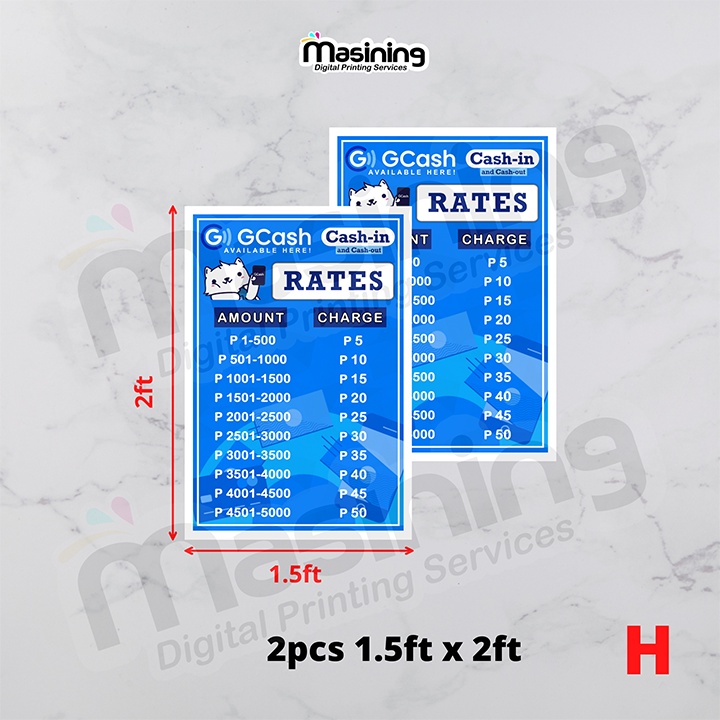 Gcash Rates Tarpaulin - 3ft x 2ft / 1.5ft x 2ft | Shopee Philippines