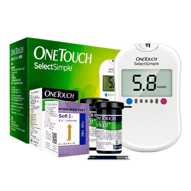 Glucometer Set : One Touch Select Simple Blood Glucose Monitor + 25s ...