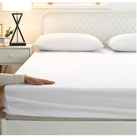Plain White Fitted Bedsheet Cotton Garterized Edge Bedsheet with Size ...