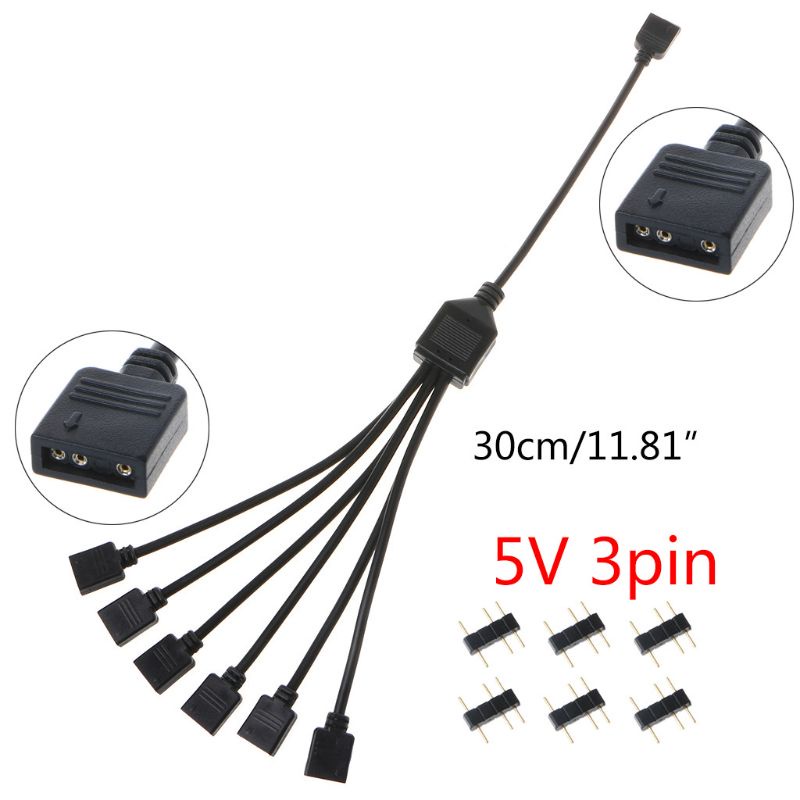 OUT RGB Splitter Cable 5V 3 Pin Adapter Cable Computer CPU Fan Splitter ...