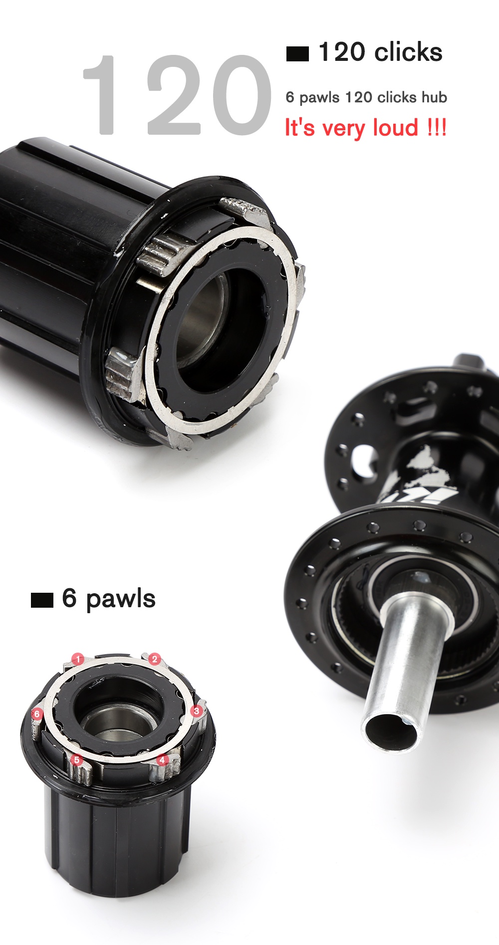 TANKE 32 36 Holes Mtb Bike Hub 6 Pawls 3 Teeth Bearing 120 Clicks ...