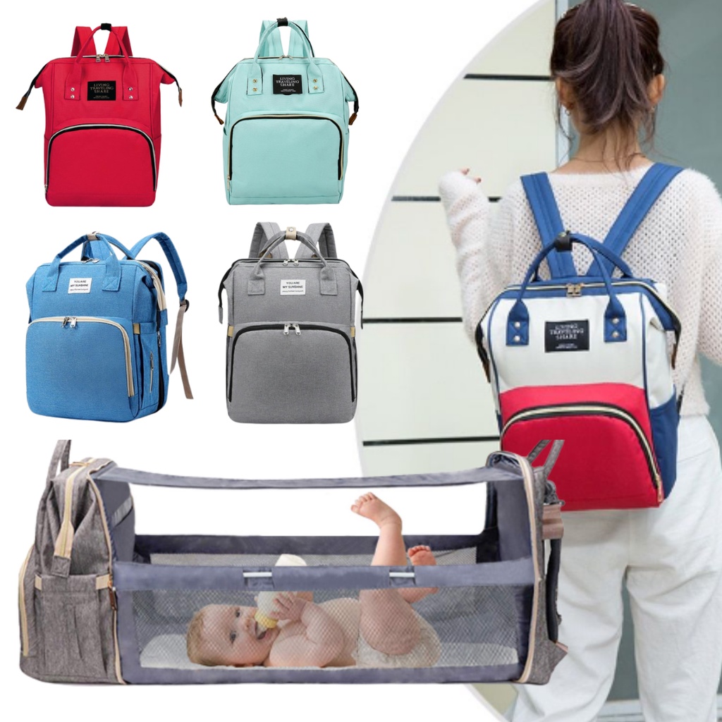 BABA Travel Baby Bag Crib Mommy Bag 2-in-1 Multifunctional Diaper ...