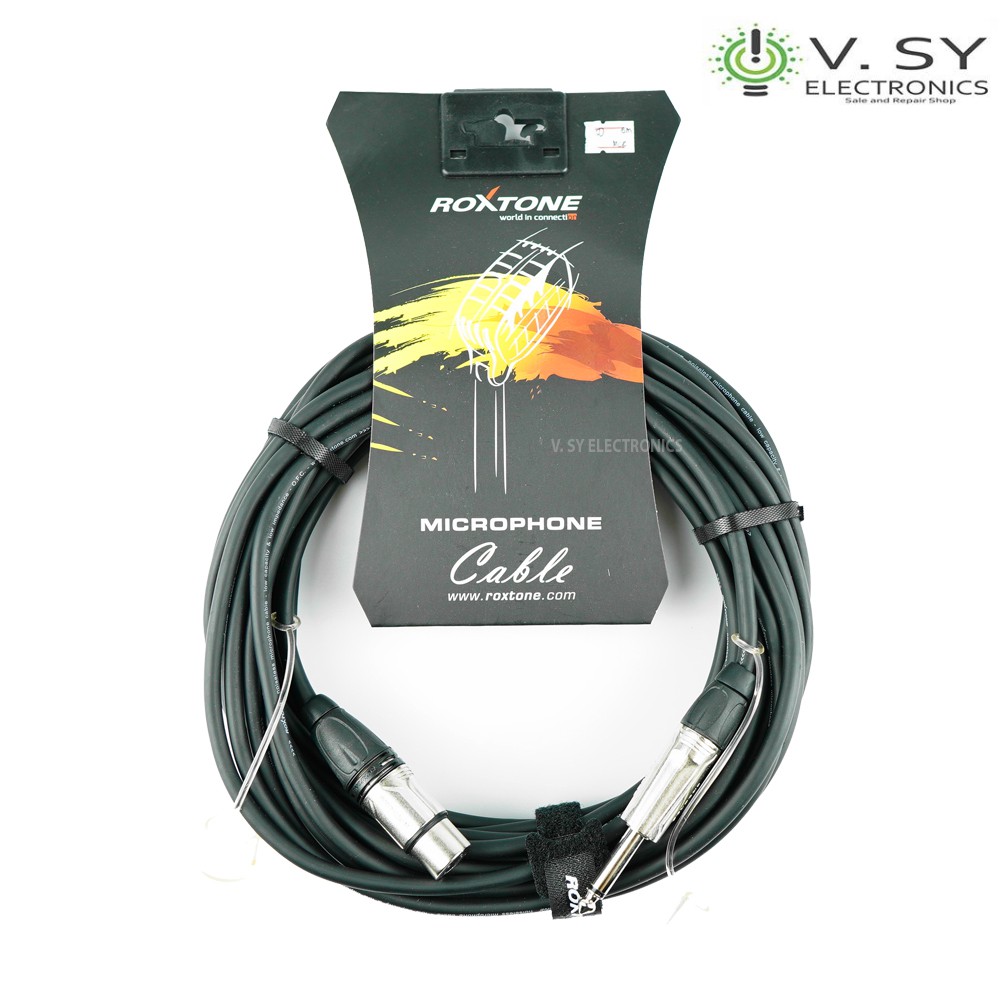 Roxtone Premium 10M Heavy Duty Microphone Wire 3 Pin XLR Female to PL 6.3mm Mono Male Mic Cable ...