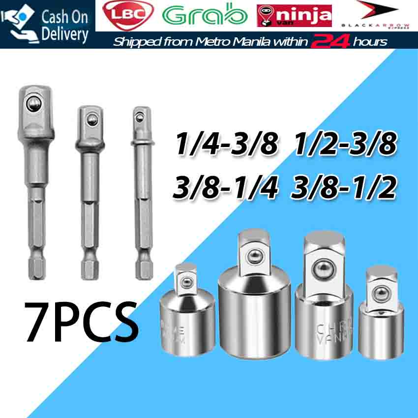 7PCS/Set 1/4 3/8 1/2 Drive Socket Adapter Converter Reducer Air Impact ...