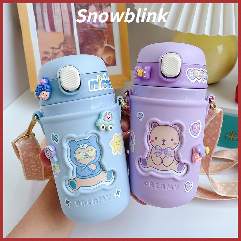 Insulated Tumbler For Kids With Straw 3D Sticker Girls Water Bottle Portable Thermos 316 ...