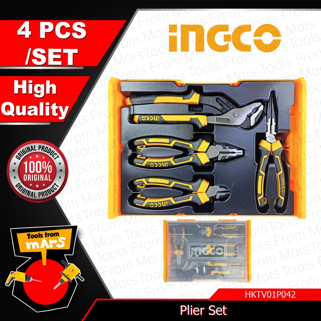 INGCO Diagonal Combination Long Nose Pump Plier Pliers Set 4PCS/SET ...