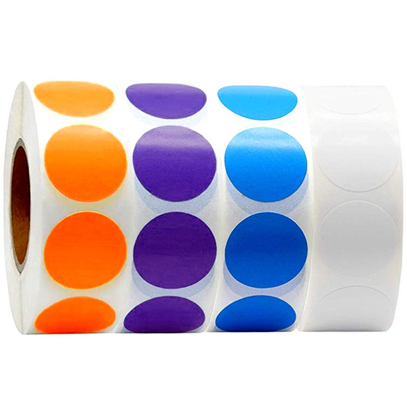 Round Purple White Blue Orange Labels 1 inch Round Color Coding Dot ...