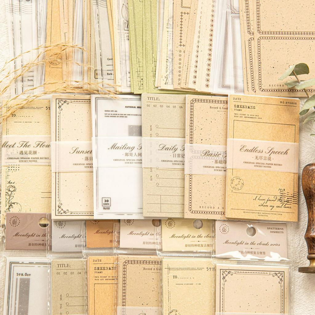 Cloudlight Hard Note Paper Set retro Design Book Decoration, bujo, DIY ...