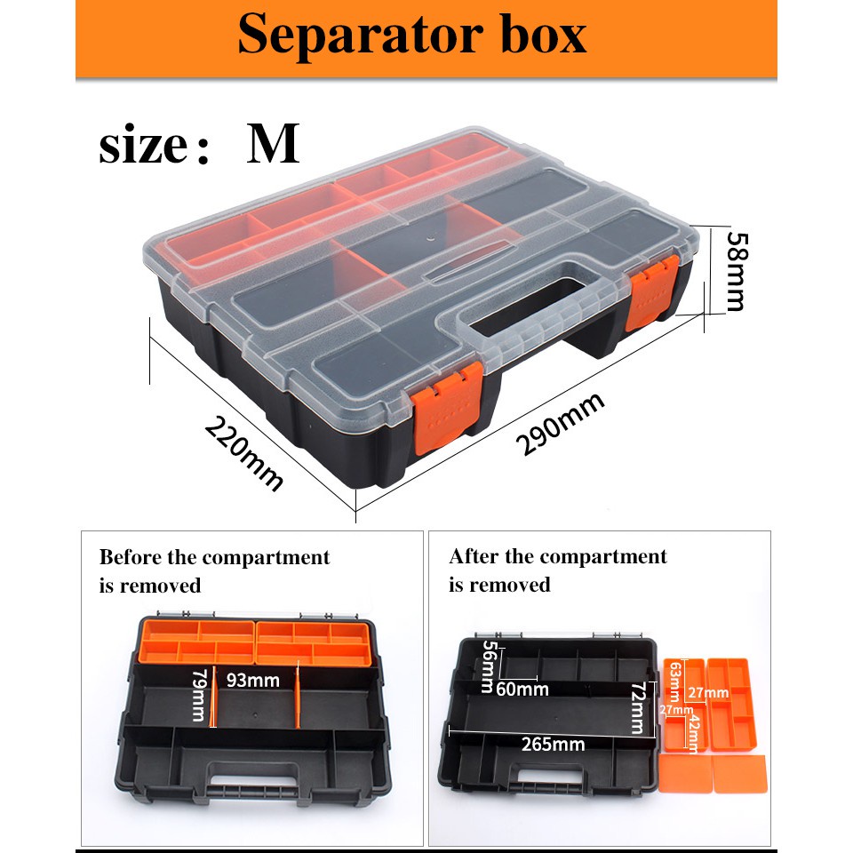 SUPER TOOLS Multifunction Plastic Toolbox On-Board Storage Box Hardware ...