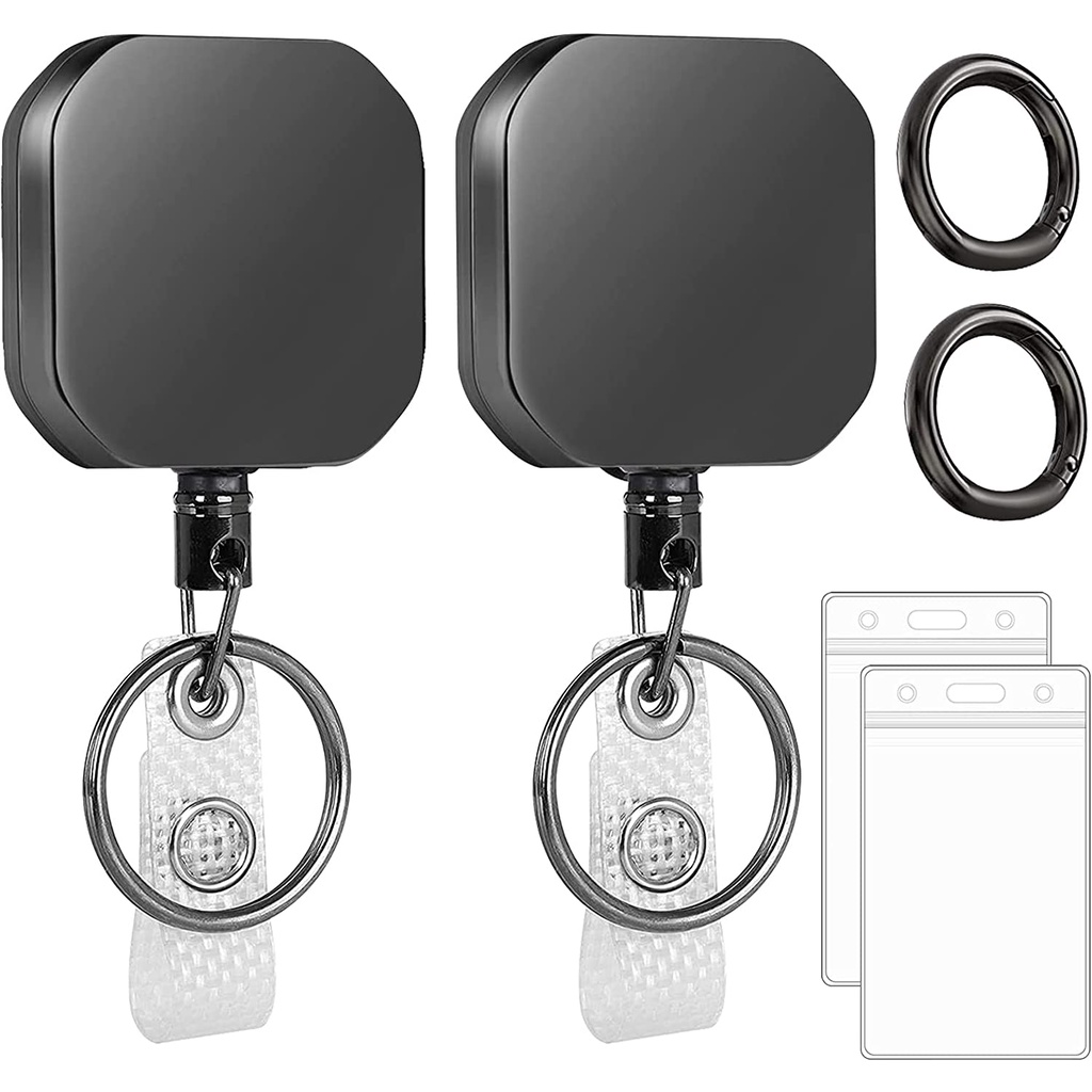 (2 Pack) Metal Heavy Duty Retractable Badge Holders Reel with ...