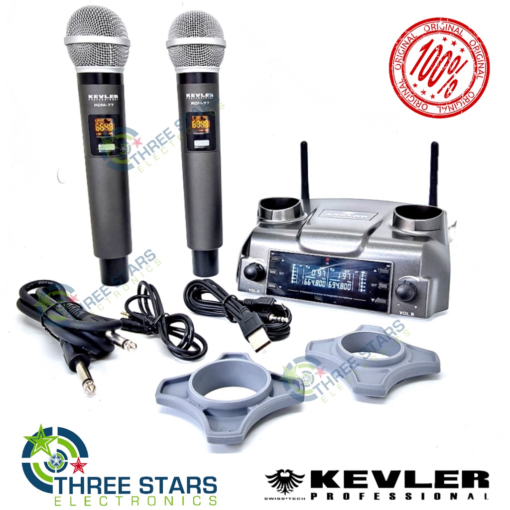 Kevler Professional RCM - 77 Dual UHF Rechargable Wireless Microphone ...