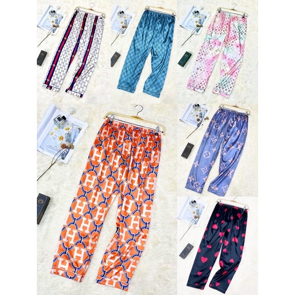 high quality unisex silk/Satin pajama pants women's couple silk single ...
