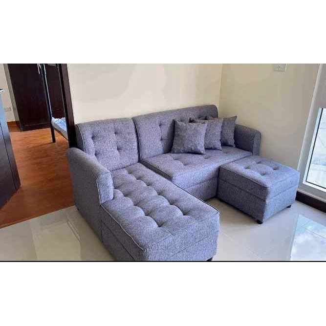 LSHAPE SOFA SET GRAY DIMPLE FABRIC WITH 3PCS PILLOW | Shopee Philippines