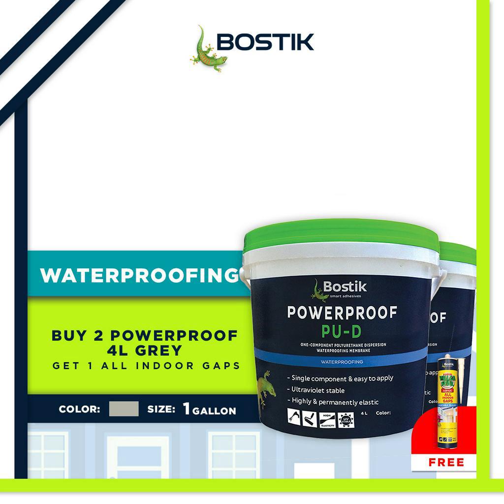 Bostik 2 Powerproof 4L Grey Get 1 All Indoor Gaps | Shopee Philippines