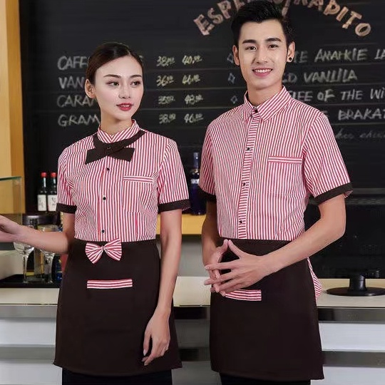 2-piece waiter overalls short-sleeved hotel uniform summer clothing net ...