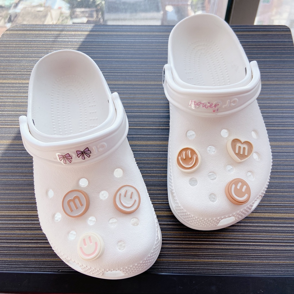 6pcs Coffee smiling face clog slipper sticker Charm Button Shoes Charm ...