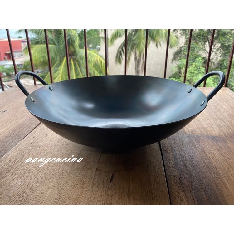 34cm/36cm/38cm/40cm/45cm Authentic Carbon Steel Chinese Wok Pan, Round Bottom, Full Seasoned Wok ...
