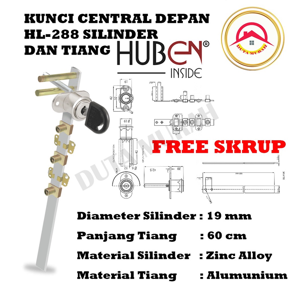 Central Drawer Lock Central Front Of Cylinder And Pole HL 288 60cm ...