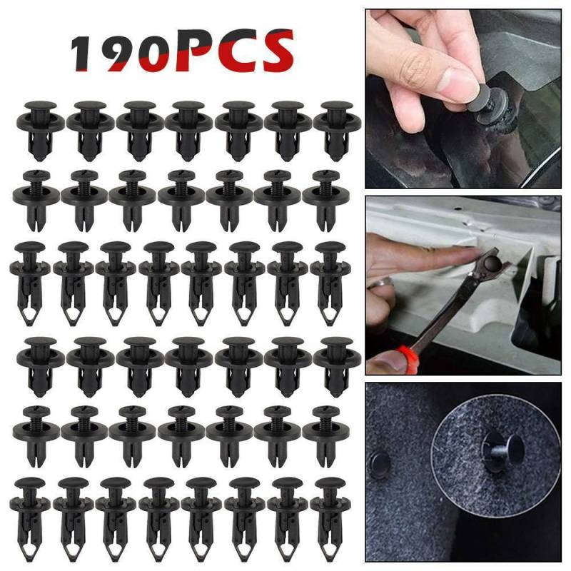 Grows 190PCS Auto Car Plastic Rivet Fasteners Push Pin Trim Bumper ...