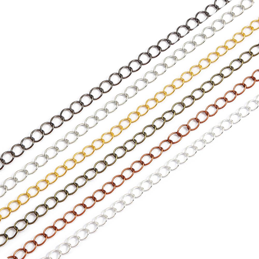 5m/lot 2.5 2.8 3.6 4.8 mm Open Link Chain Extended Extension Necklace ...