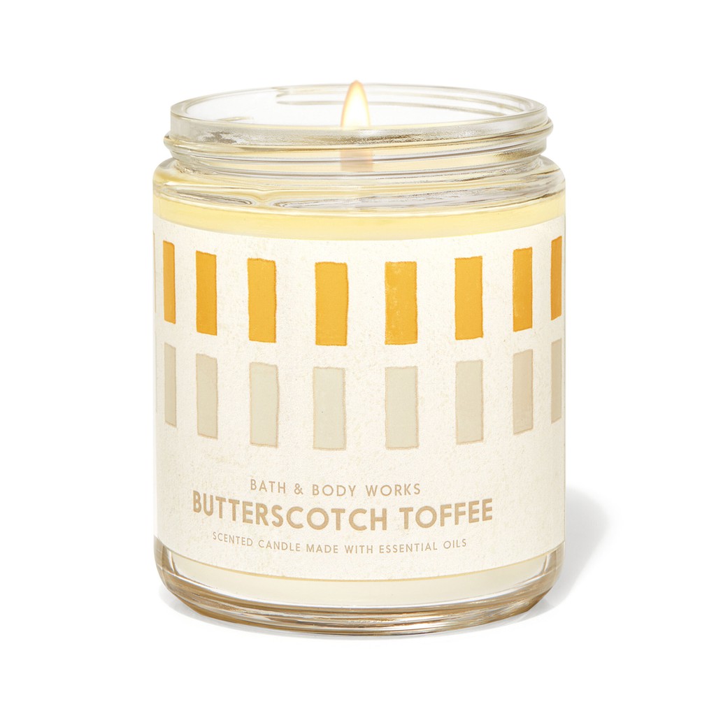 AUTHENTIC Bath and Body Works BUTTERSCOTCH TOFFEE Single Wick Scented Candle 7 oz / 198 g ...