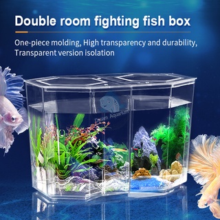 Aquarium Dual Betta Fish tank 2 in 1 Clear Tank With Divider | Shopee ...