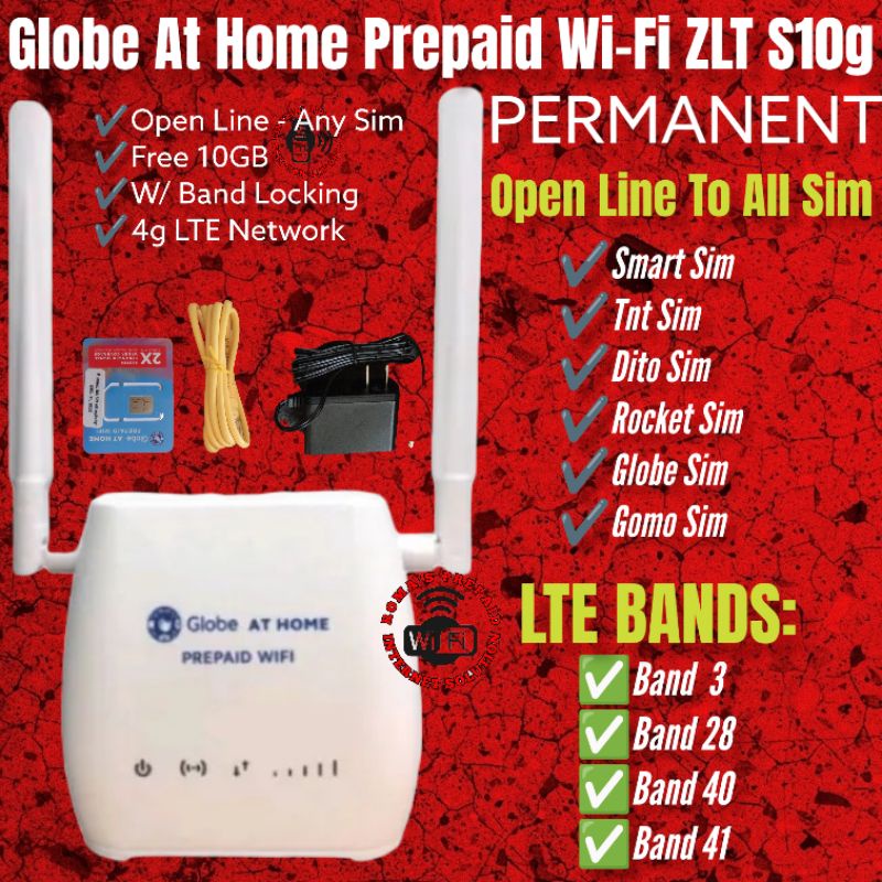 Permanent OPEN LINE Globe at home prepaid wi-fi zlt s10g | Shopee ...