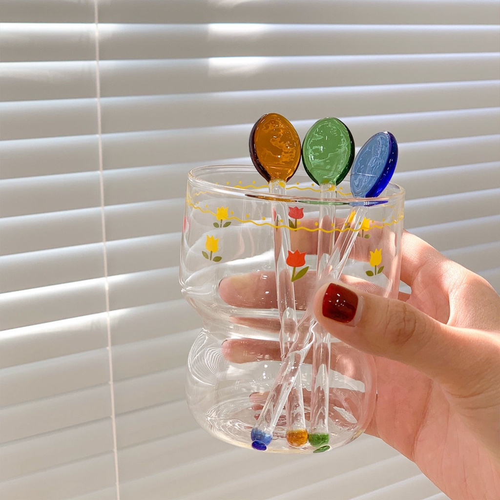 Colored Glass Teaspoons Crystal Clear Petite Teaspoons Coffee Mixing ...