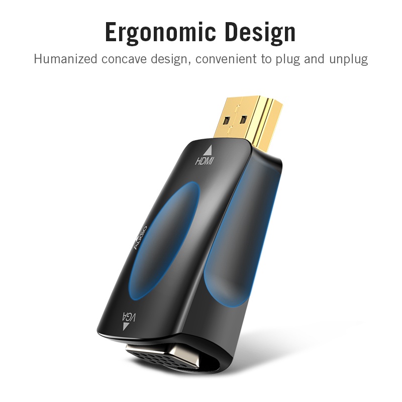 Vention HDMI to VGA Adapter With Audio Gold-Plated 1080P for PC TV Xbox ...