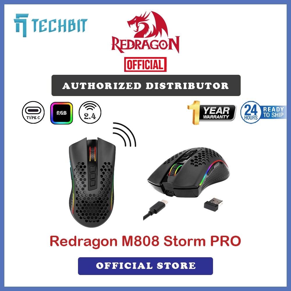 ReDRagon M808 pro wireless/Wired storm lightweight RGB Gaming Mouse ...