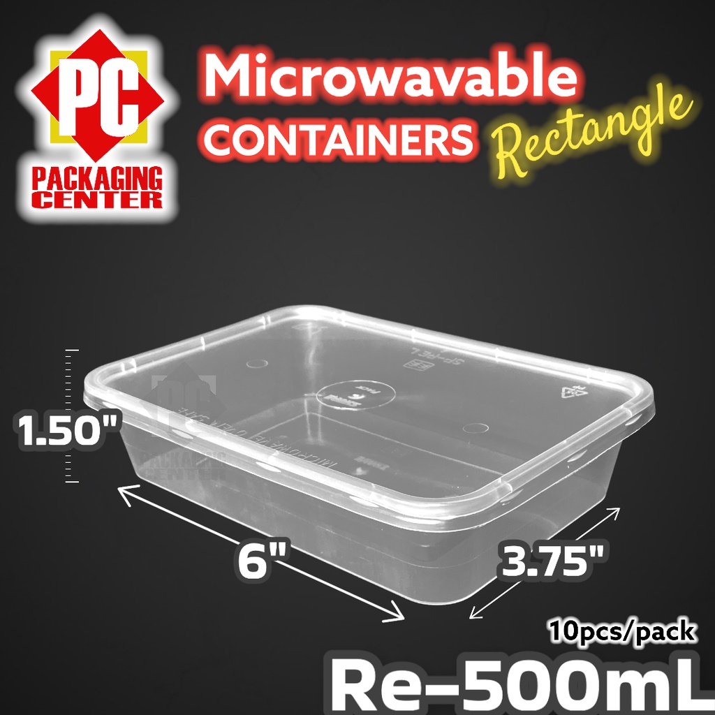 500mL Rectangle Microwavable Food Container Re-500ml [10pcs], COD ...