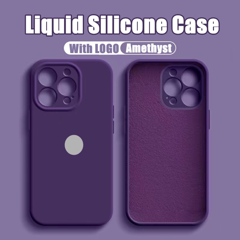 Amethyst Color Liquid Silicone Case For iPhone 16 15 Pro Max 14 13 12 ...