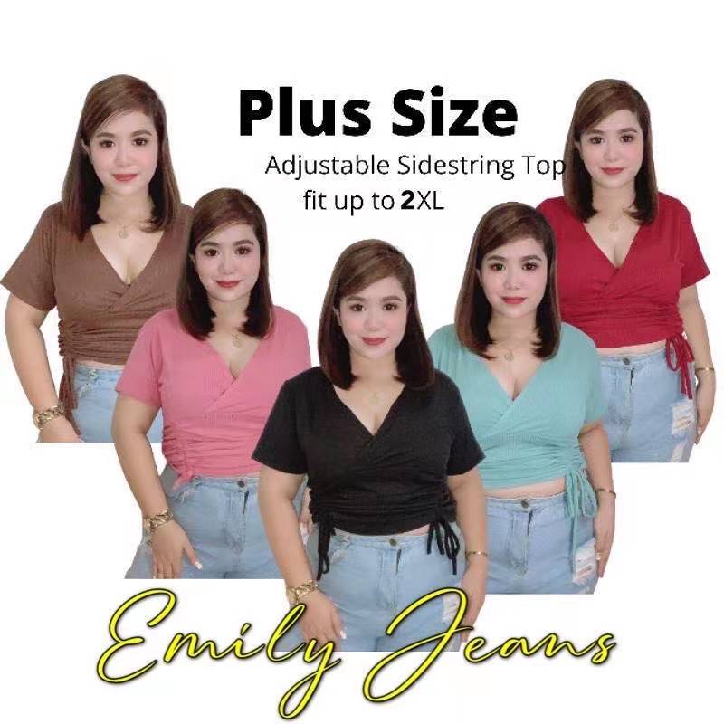EMILY Plus Size Adjustable Side String Top foit Up To XXL | Shopee ...