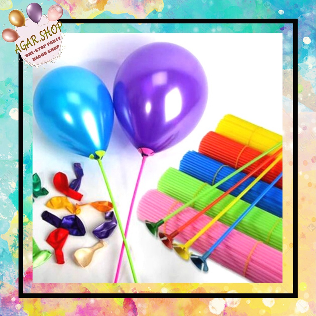 AGAR.SHOP 25PCS 40CM Balloon Sticks Colored Balloon Stick Party ...