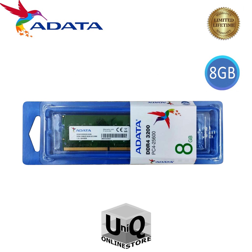 Adata 8GB 3200MHZ DDR4 SODIMM Module Memory (AD4S32008G22-SGN/8GB ...