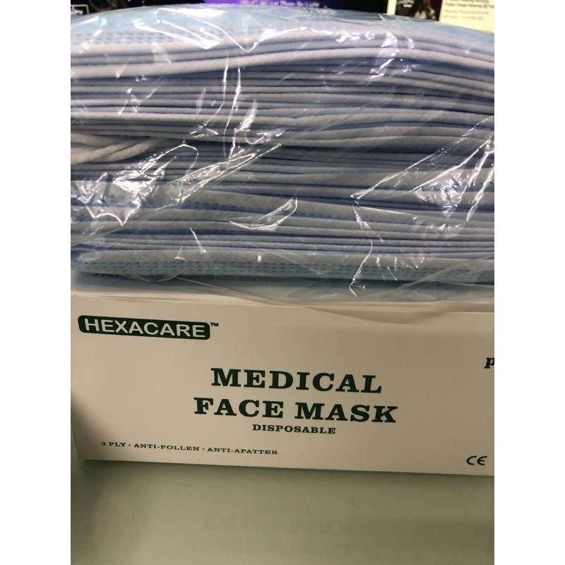 Hexacare Medical FDA 3ply Face Mask Disposable 50 pieces | Shopee ...